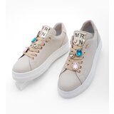 Marjin women's sneaker high sole stone sports shoes ozmet beige ...