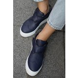 Mio Gusto Navy Blue Leather Women's Sneakers | Eponuda.com