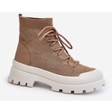 PH2 Women's Sock-Like Slip-On Boots Brown Solime | Eponuda.com