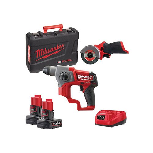 Milwaukee aku set - udarna bušilica + multi-alat za secenje + punjac + 2 baterije + kofer M12 ...