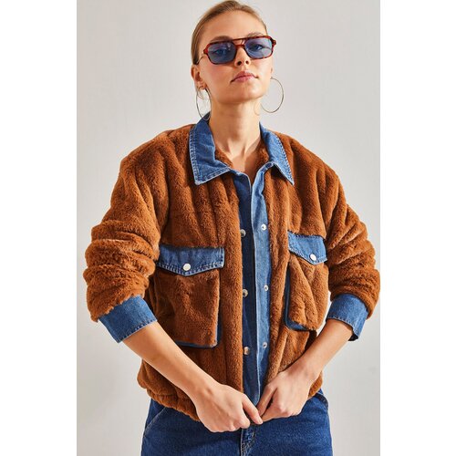 Bianco Lucci Women's Double Pocket Plush Snaps Coat | ePonuda.com