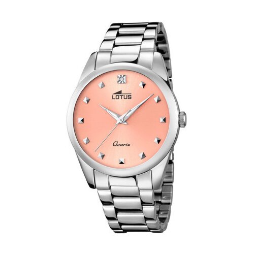 Ženski lotus trendy roze elegantni ručni sat sa kristal indeksima ...