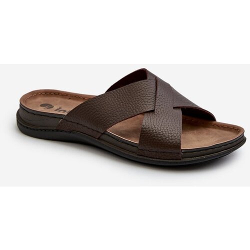 Kesi Comfortable lightweight slippers made of Inblu Brown eco leather ...