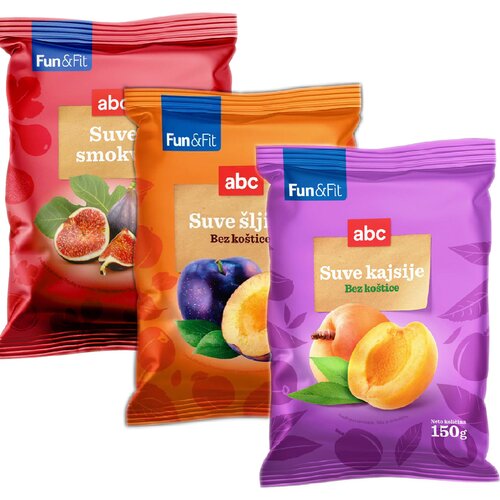 Abc paket suvog voća, suva smokva, suva šljiva i suva kajsija, 3 ...