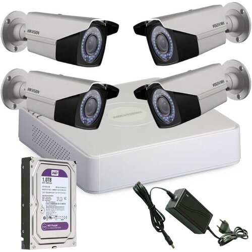 Hikvision komplet sa 4 verifokalne kamere 2MP, snimačem i hard diskom ...