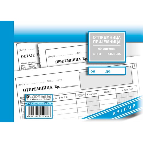 Otpremnica prijemnica A5 ncr 8457 set 3 komada | ePonuda.com