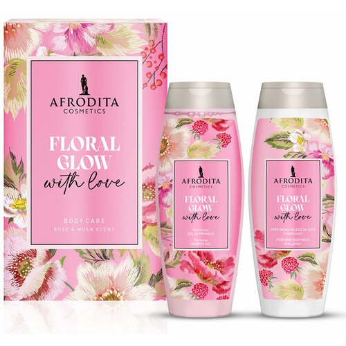 Afrodita Cosmetics floral Glow with love set(gel za tuširanje 200ml ...