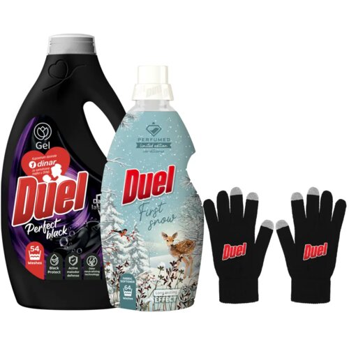 Duel set tečni deterdžent perfect black 2.45l, omekšivač first snow 1.6l i touch glow rukavice ...