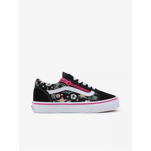 Vans Black Girly Flowered Sneakers UY Old Skool Zipper - Girls ...