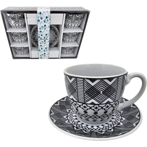Barok porcelnski set za kafu 160ml, 6 komada, crno-beli | EPonuda.com