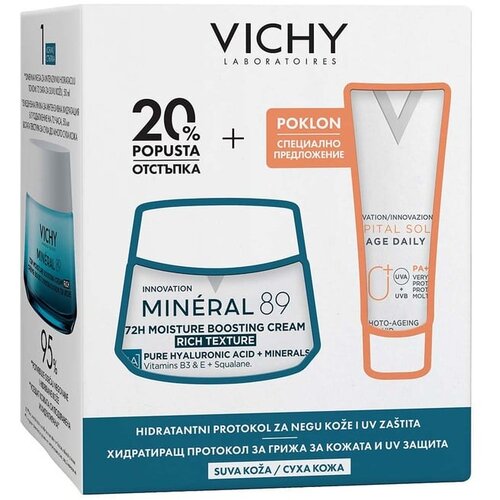 Vichy hidratantni protokol, suva koža: mineral 89 bogata krema za ...