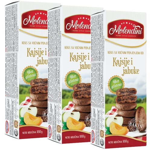 Molendini keks sa punjenjem od kajsije i jabuke, 180g, 3 komada ...