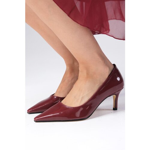 Mio Gusto Claudine Claret Red Color Patent Leather Blunt Pointed Toe ...