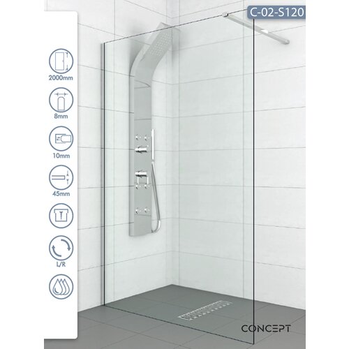 Copen tuš paravan - stena C-02-S120 monte srebrni ram 120x200cm ...