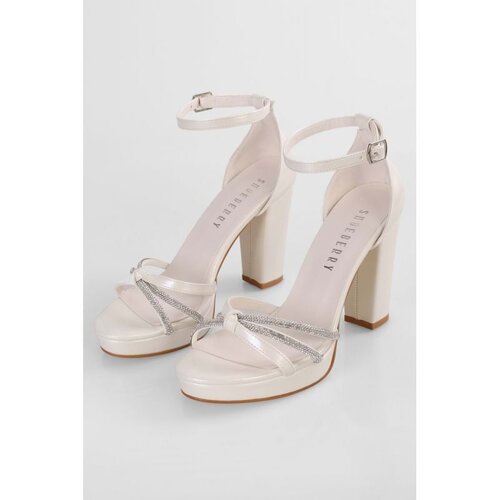 Shoeberry Women's Acai Pearl Skin Stone Platform Heeled Shoes | Eponuda.com