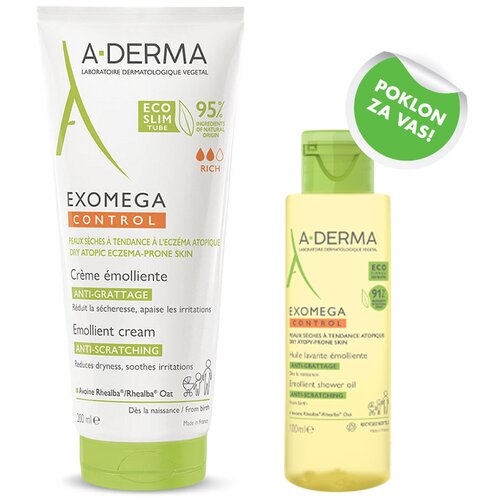 A-derma exomega control krema 200ml + ad exomega control ulje 100ml ...