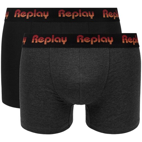 Replay Boxerky Boxer Style 5 Jacquard Logo 2kom Box - crna/DG Mel ...