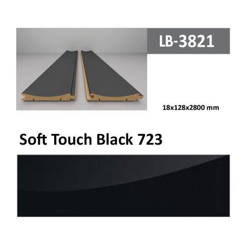 AGT profil Zidni MDF LB-3821 Soft Touch Black (723) 2800x128x18mm ( 026 ...