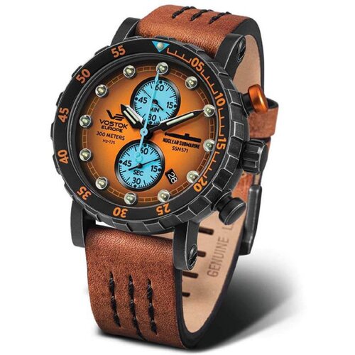 Vostok Europe muški nuclear submarine chronograph narandzasti crni ...