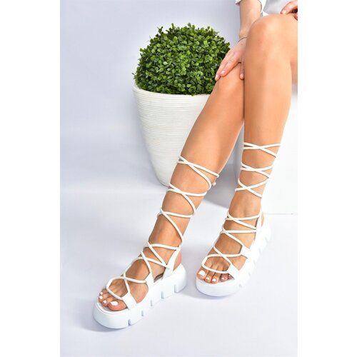 Fox Shoes White Women's Thick-soled Ankle Sandals | ePonuda.com