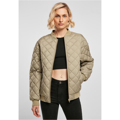 UC Curvy Women's Oversized Diamond Quilted Bomber Jacket Khaki | ePonuda.com