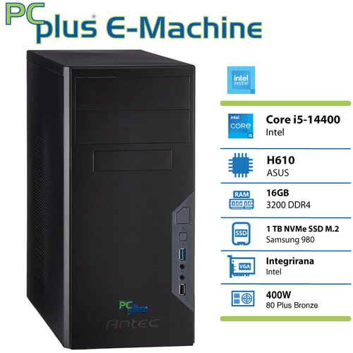PCPLUS e-machine i5-14400 16GB 1TB nvme ssd windows 11 pro namizni ...