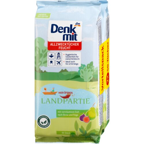 Denkmit univerzalne vlažne maramice za čišćenje - zabava, 2x50kom. 100 ...