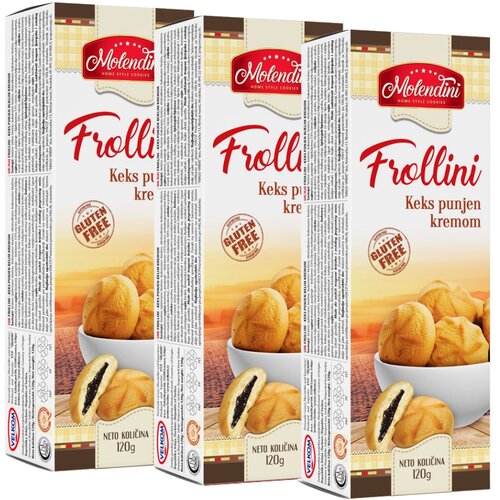 Molendini frollini keks punjen braon kremom, 120g, 3 komada | ePonuda.com