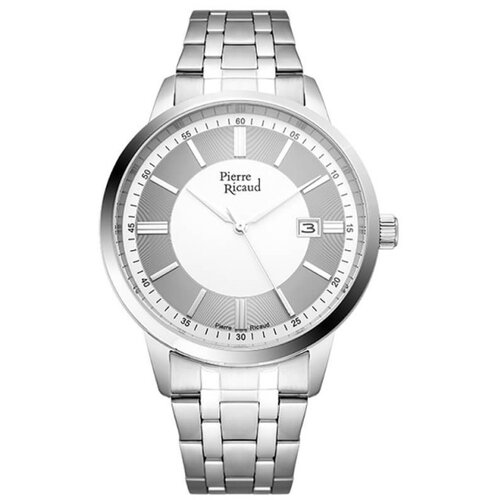 Pierre Ricaud muški quartz second sivi srebrni elegantni ručni sat sa ...