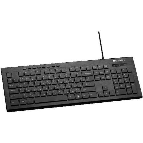 Canyon multimedia wired keyboard, 104 keys, slim and brushed finish ...