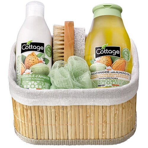 COTTAGE badem ulje (ulje za kupanje 250ml, losion 200ml, piling četka ...