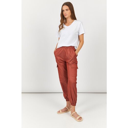 armonika Women's Cargo Pants with Tile Waist and Elasticated Legs ...