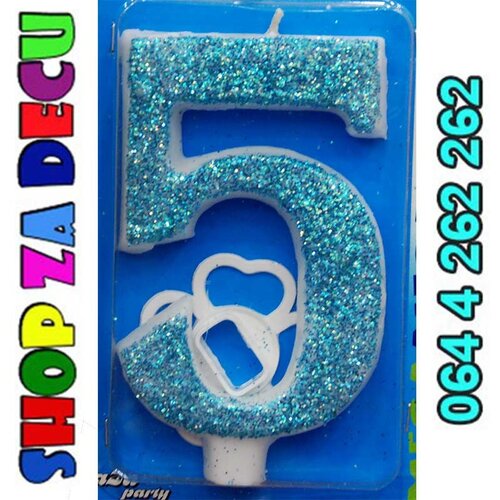 Broj 5 mega svećica plava | ePonuda.com