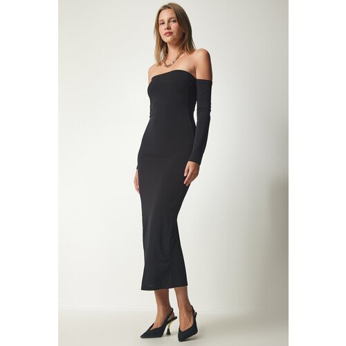 Women's Black Strapless Wrapped Sandy Dress | Eponuda.com
