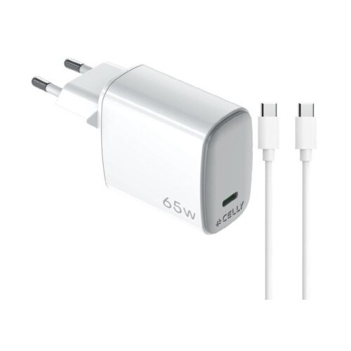 Celly Kućni punjač 65W GaN + USB-C na USB-C kabl ( UPTC1USBC65WCTC ...