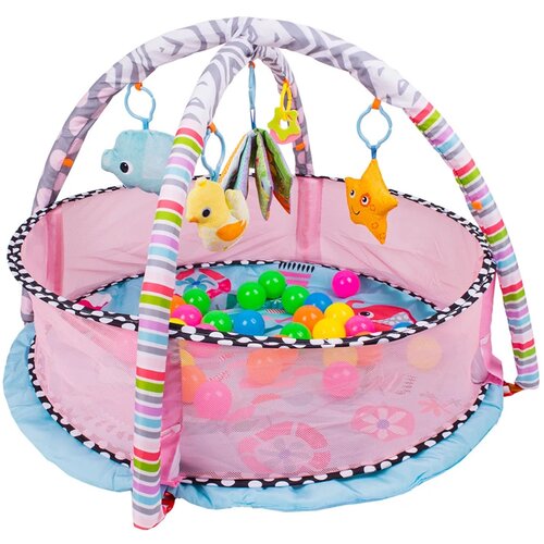 Jungle podloga za bebe sa gimnastikom i lopticama, roze | ePonuda.com